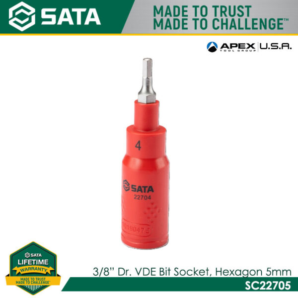 SATA 3/8" Dr. VDE Bit Socket, Hexagon - HANS INFINITE TOOLS