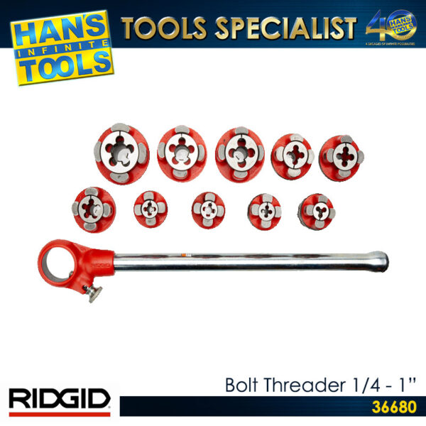 Ridgid 36680 Bolt Threaders Complete 10 Heads with Ratchet & Handle ...