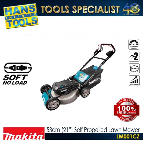Makita LM001CZ 53 cm (21") Self Propelled Lawn Mower Battery Powered BL ...