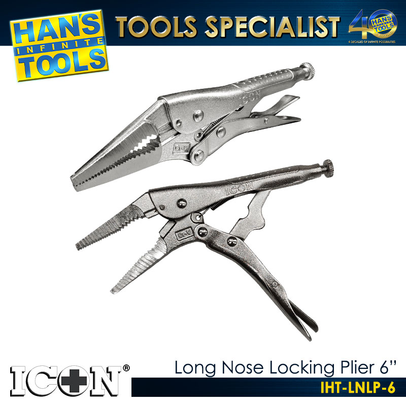 Johnson Elektrik (ICON) IHT-LNLP-6 Long Nose Locking Plier 6" (2" Jaw ...